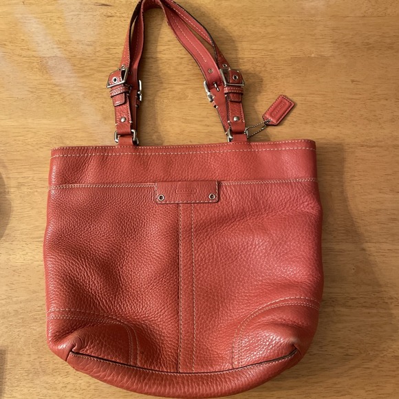 Coach | Bags | Coach Coach Handbag Purse Coral Deep Orange Type Color ...